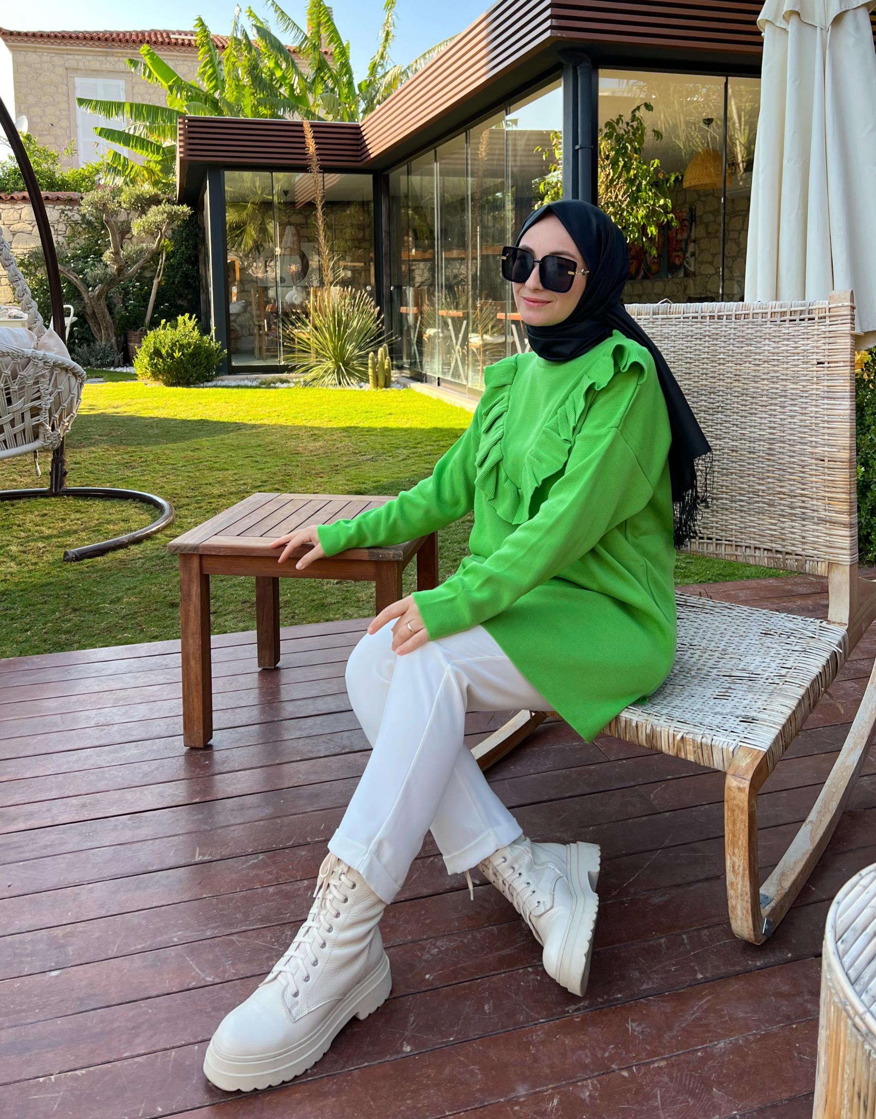 Bayan Açık Yesil 21108 Gufta Triko Kazak | Merve Karaca