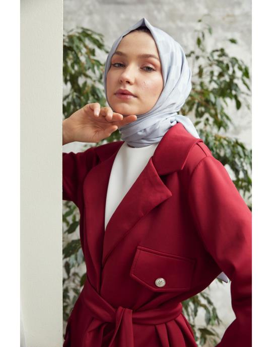 Bayan Buz Gri Dama Desen Şal | Merve Karaca