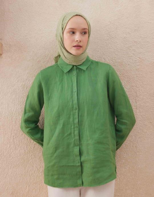 Bayan Pastel Yesil Vual Crash Şal | Merve Karaca